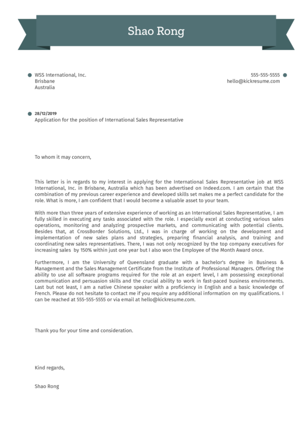 How To Write a Winning Application Letter for a Sales Representative ...